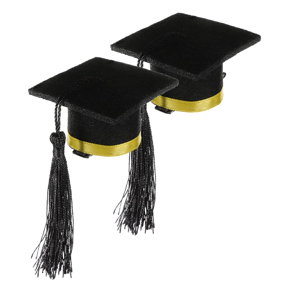 HONMEET Graduation Party Hat Decorations Yellow Tassel Hair Clips 2pcs ...