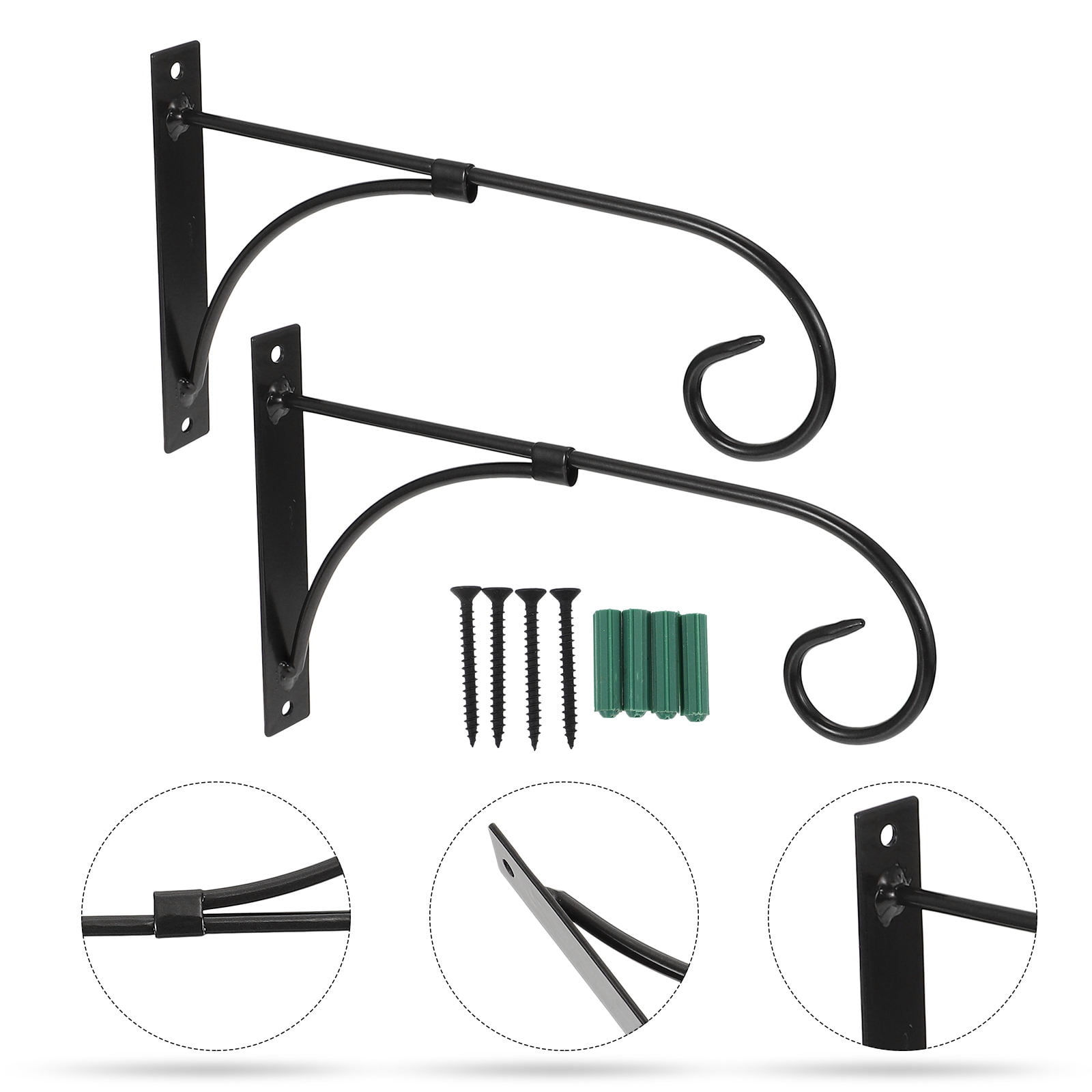 HONMEET Metal Garden Hook Hanging Rack Iron 2Pcs for Flower Pot Wind ...