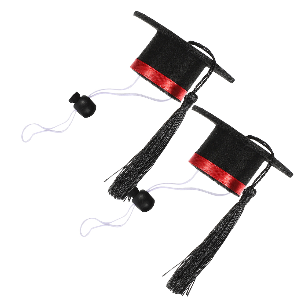 HONMEET 2Pcs Small Pet Graduation Hat Red Felt Tassel Adjustable Photo ...