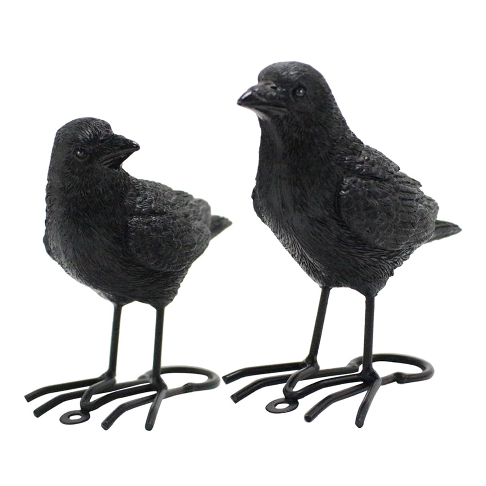 HONMEET 2Pcs Standing Bird Figurine Resin Crows for Carnival Theme and ...