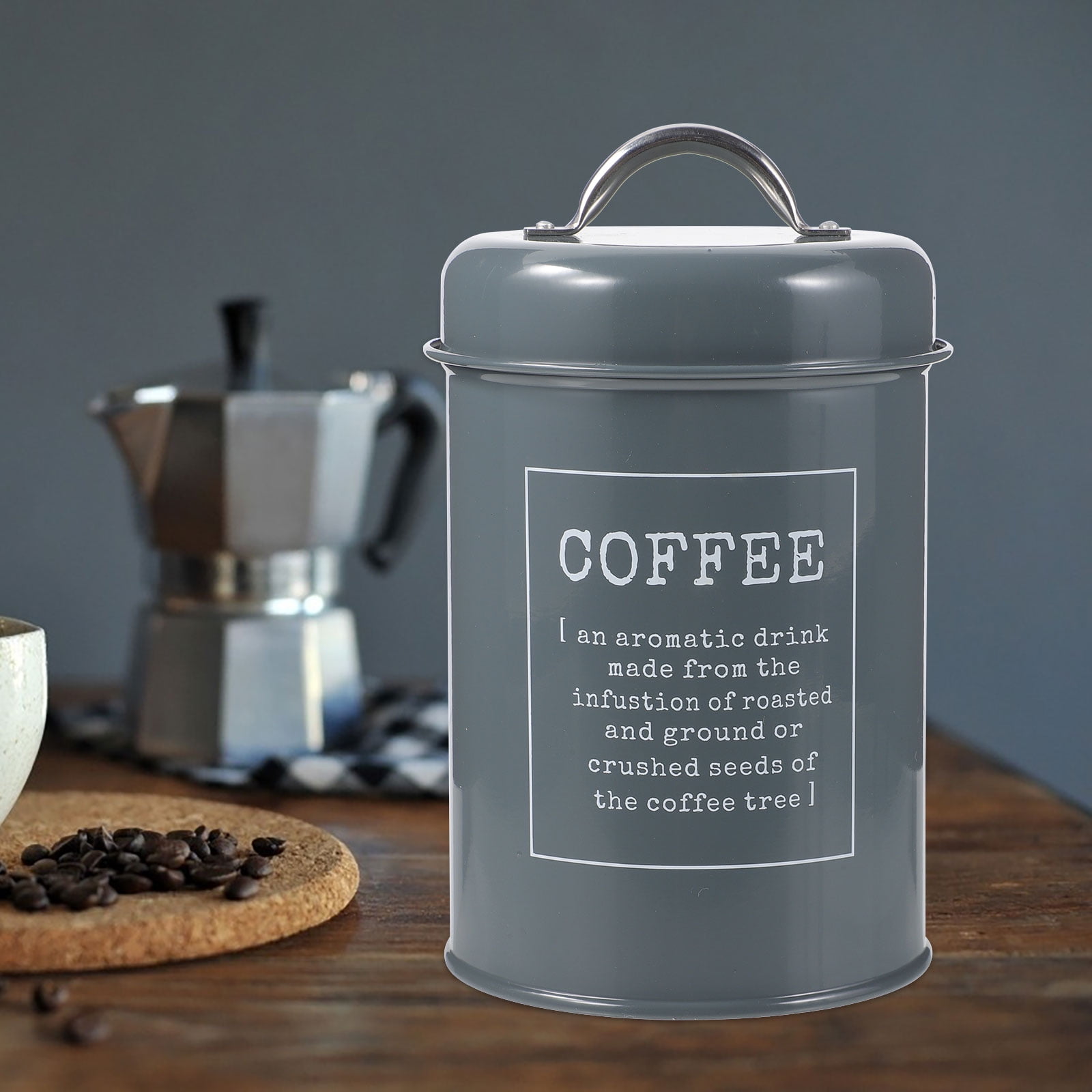 HONMEET 2Set Grey Metal Canister Sets For The Kitchen Airtight And ...