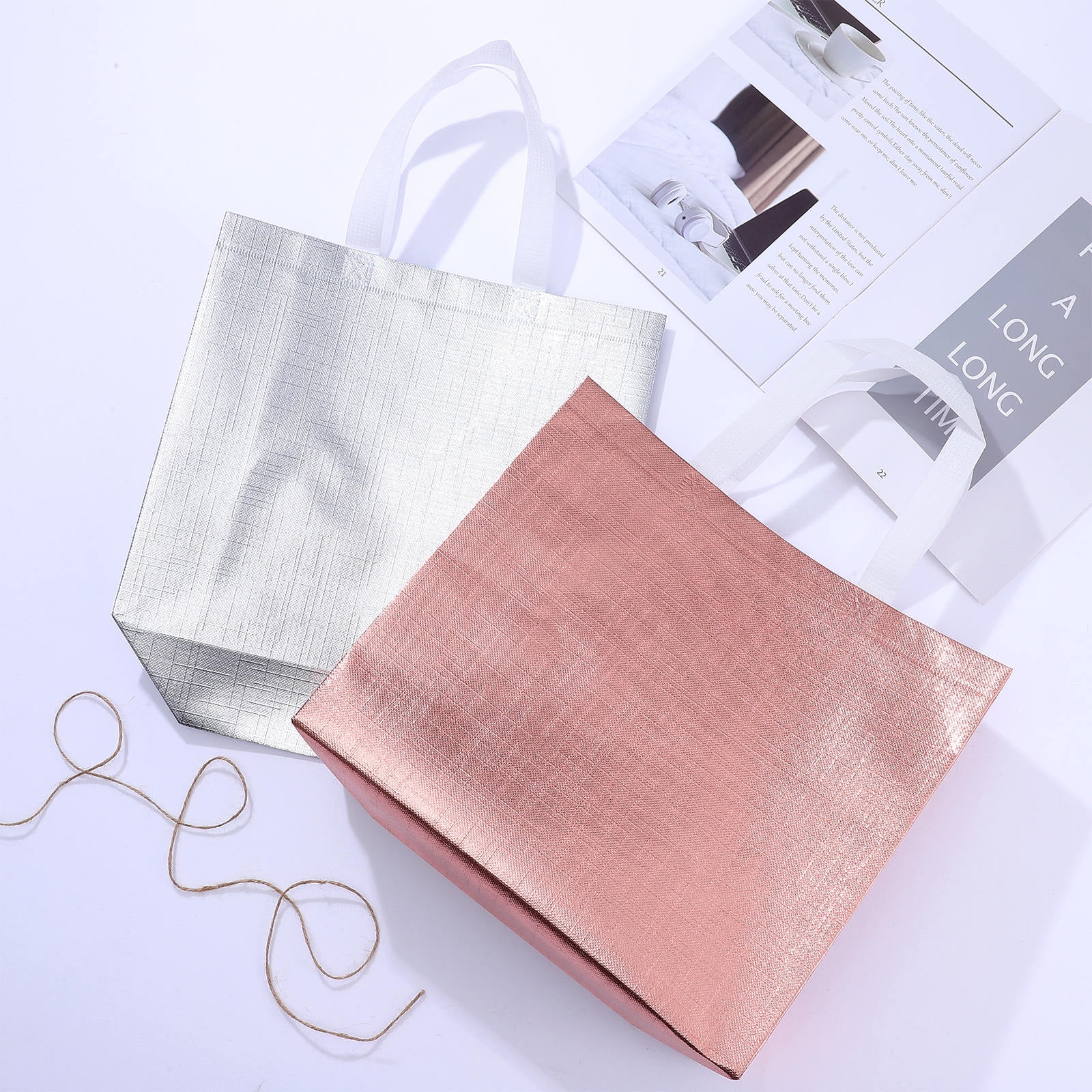 HONMEET 32Pack Shiny Shopping Bags Spunlace Nonwoven Fabric for Women ...