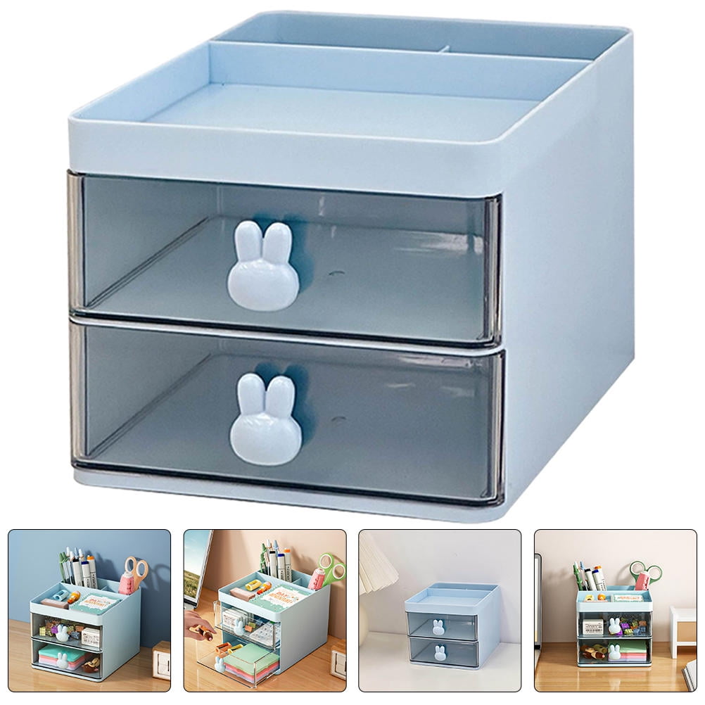 HONMEET Skyblue PP Material Desktop Organizer Stand Multi Layer Drawer ...