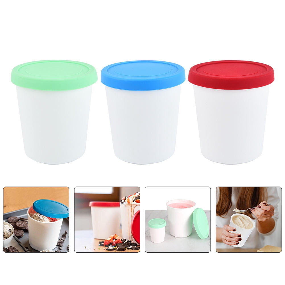 HONMEET 3Pcs 2.63X2.63X3.14in Ice Cream Storage Buckets with Sealed ...