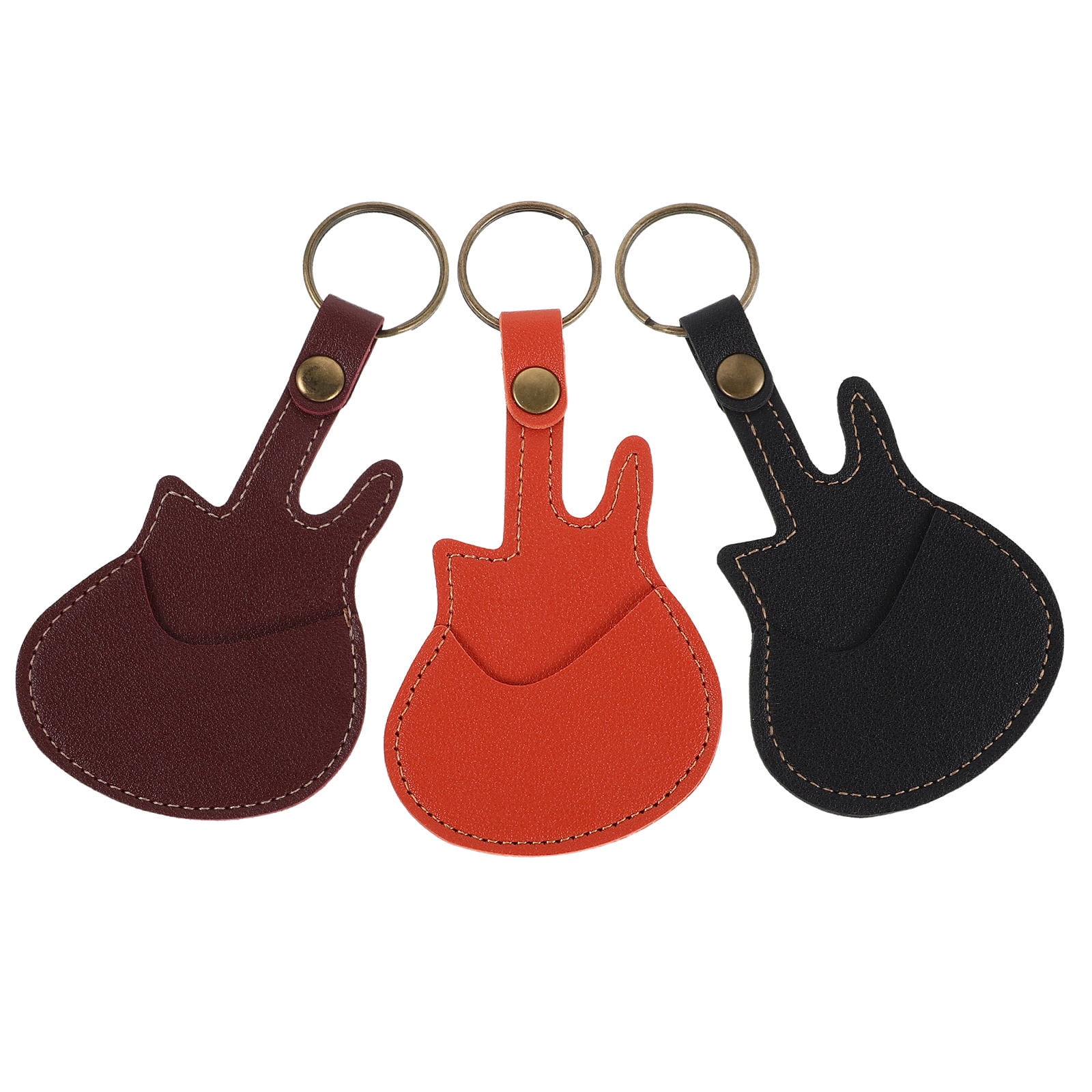 HONMEET 3Pcs Guitar Plectrum Storage Pick Holder PU Assorted Color for ...