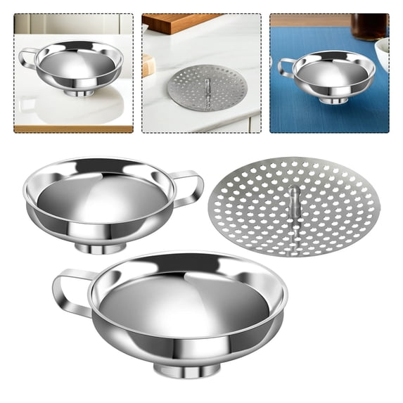 HONMEET 3Pcs Metal Stainless Steel Canning Funnels Wide Mouth Jar ...