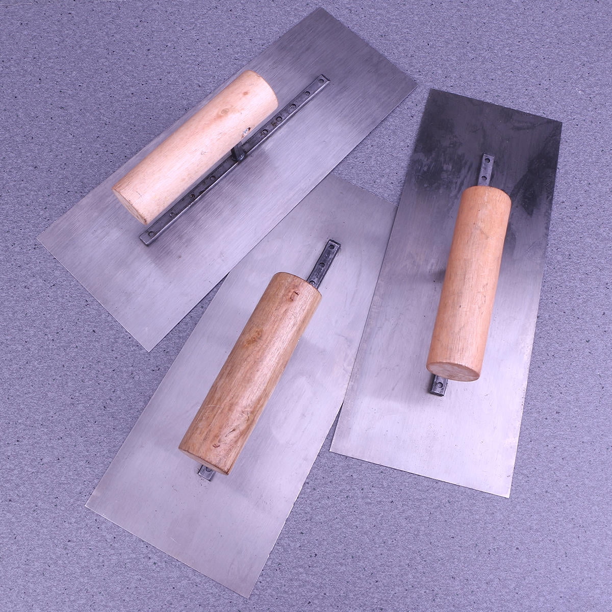 HONMEET 3-Piece Steel Concrete Trowel Set with Comfortable Wooden ...
