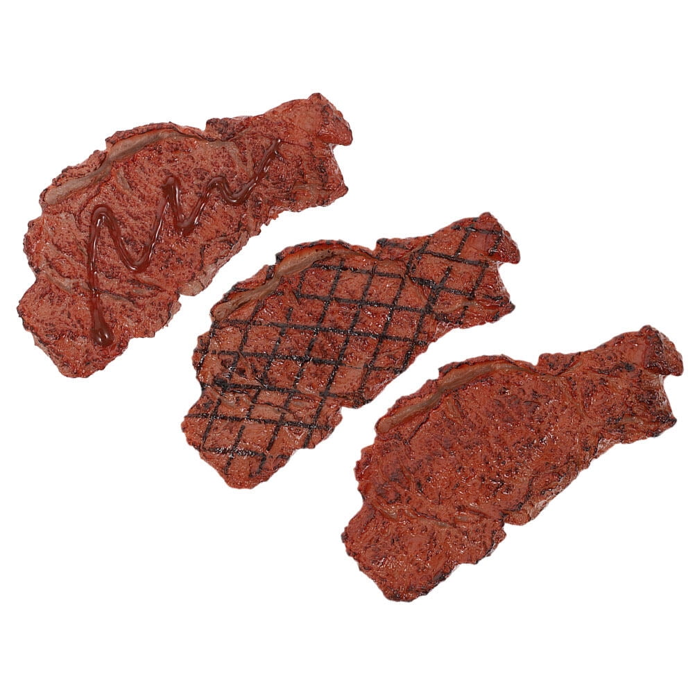 HONMEET 3Pcs Steak Model Assorted Color 14X7X1CM PVC Decoration ...