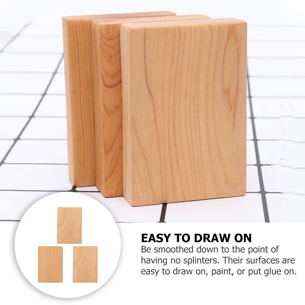 HONMEET Unfinished Rectangular Wood Block Solid Wooden Craft Accessory ...