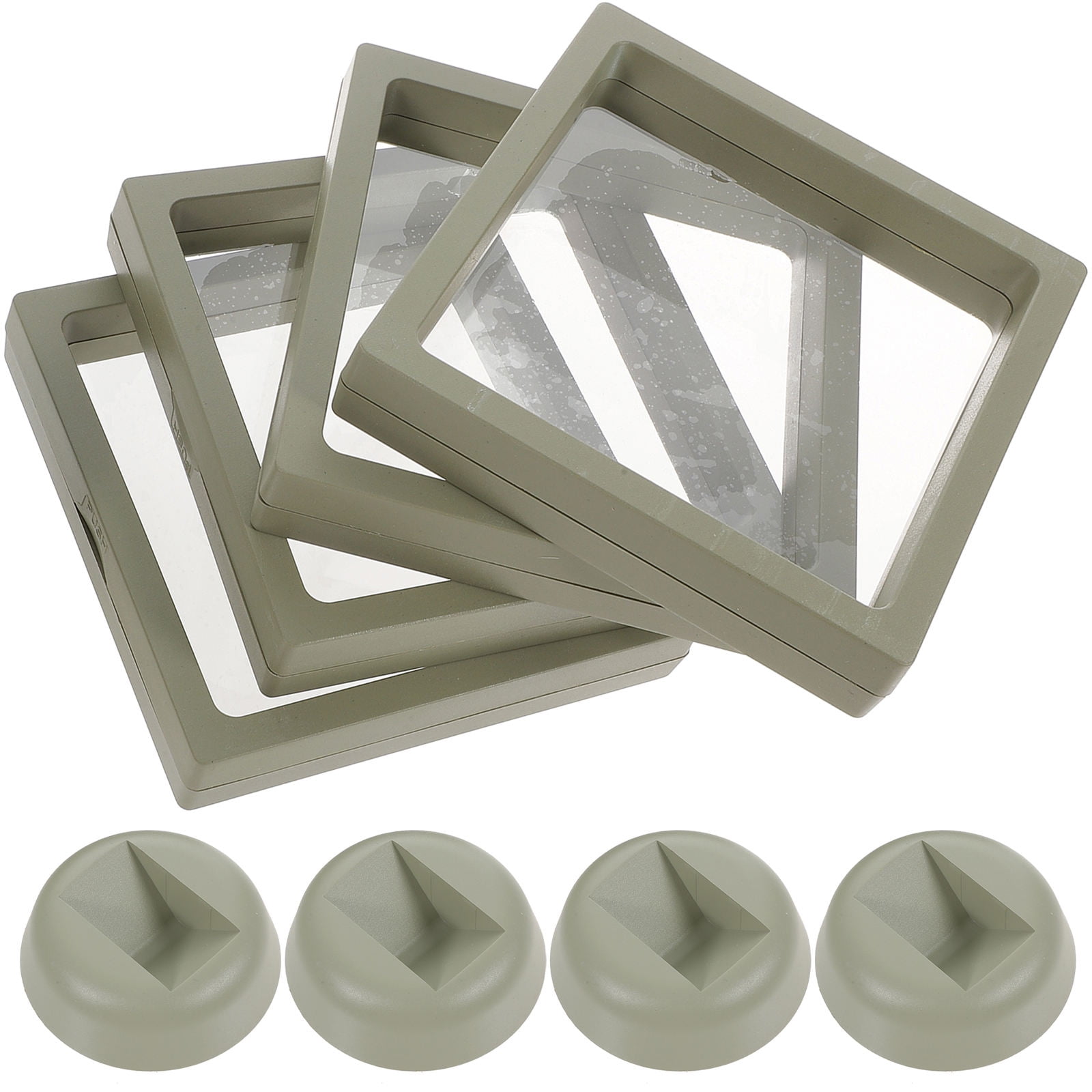 HONMEET 4 Sets Mini Toy Display Case for Collectibles Square PE Film ...