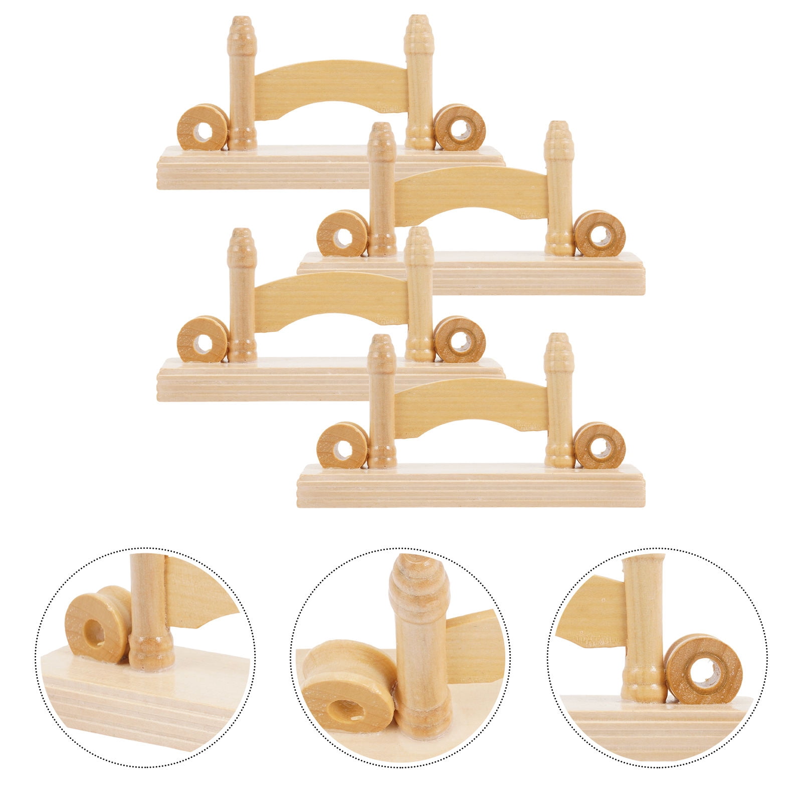 HONMEET 4Pcs Beige Wooden Folding Fans Display Stand Rectangular For ...