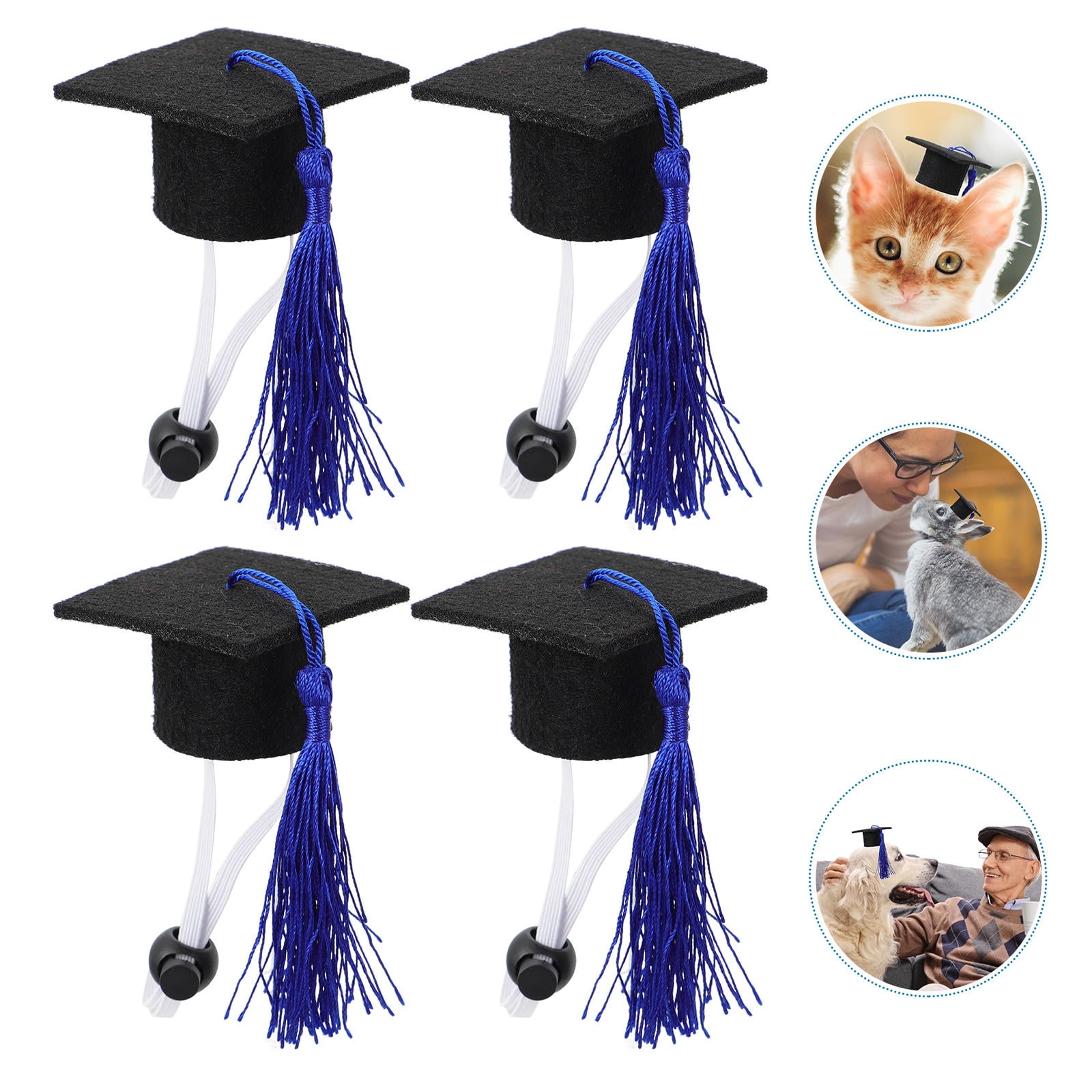 HONMEET 4Pcs Pet Graduation Caps in Blue Cloth for Small Animals ...