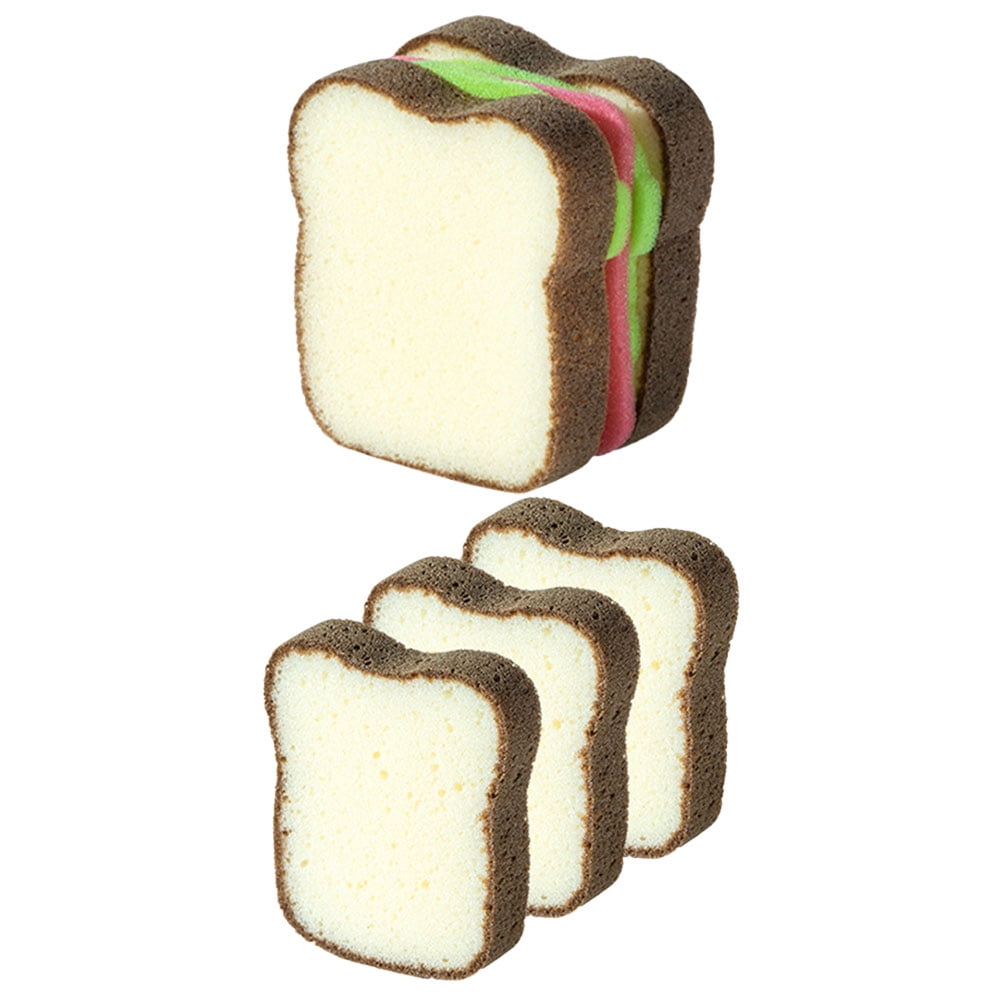 HONMEET 4Pcs Dish Cleaner Assorted Color Bread Slice Shape For Kitchen ...