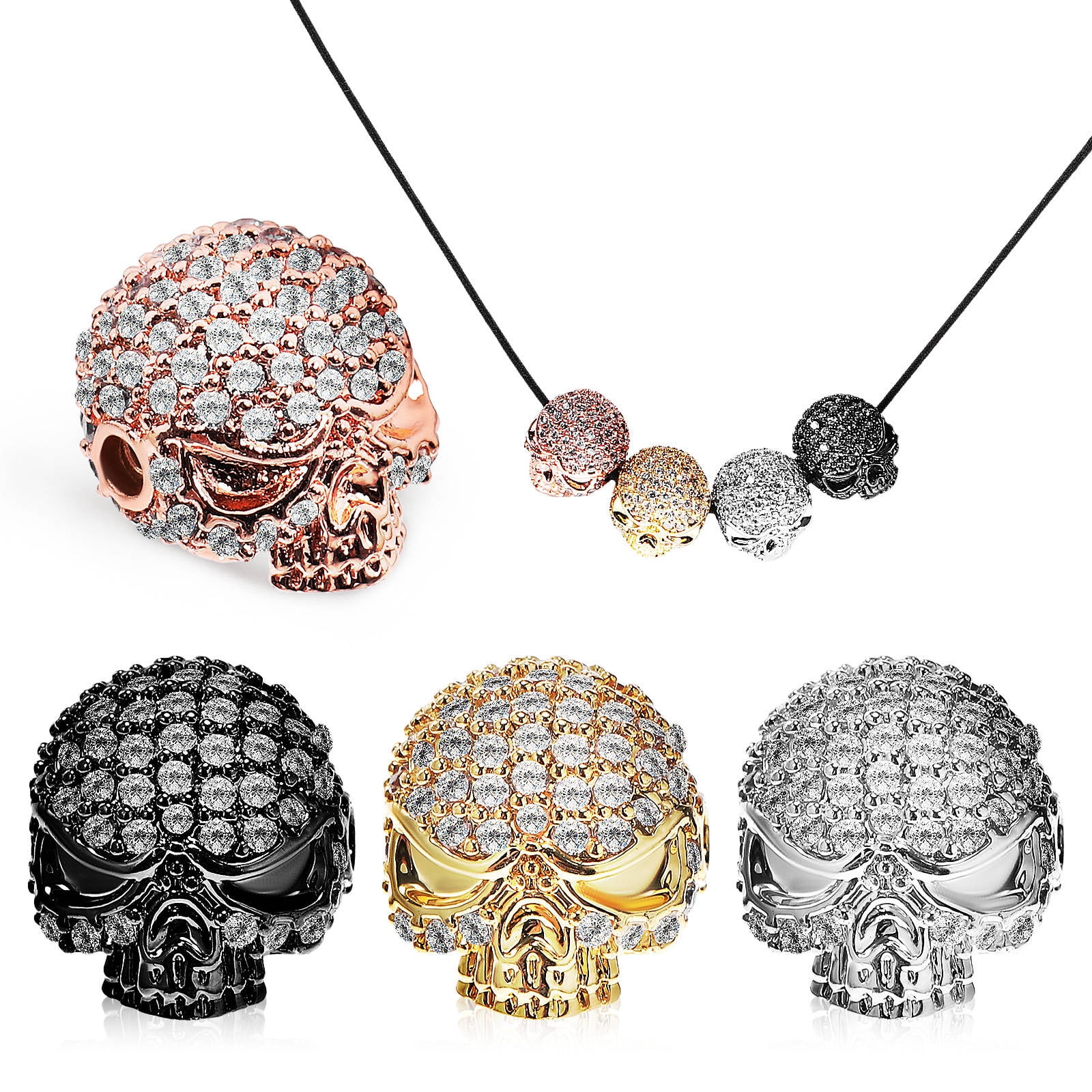 HONMEET 4Pcs Diy Necklace Beads Skull Head Adornment for Parties ...