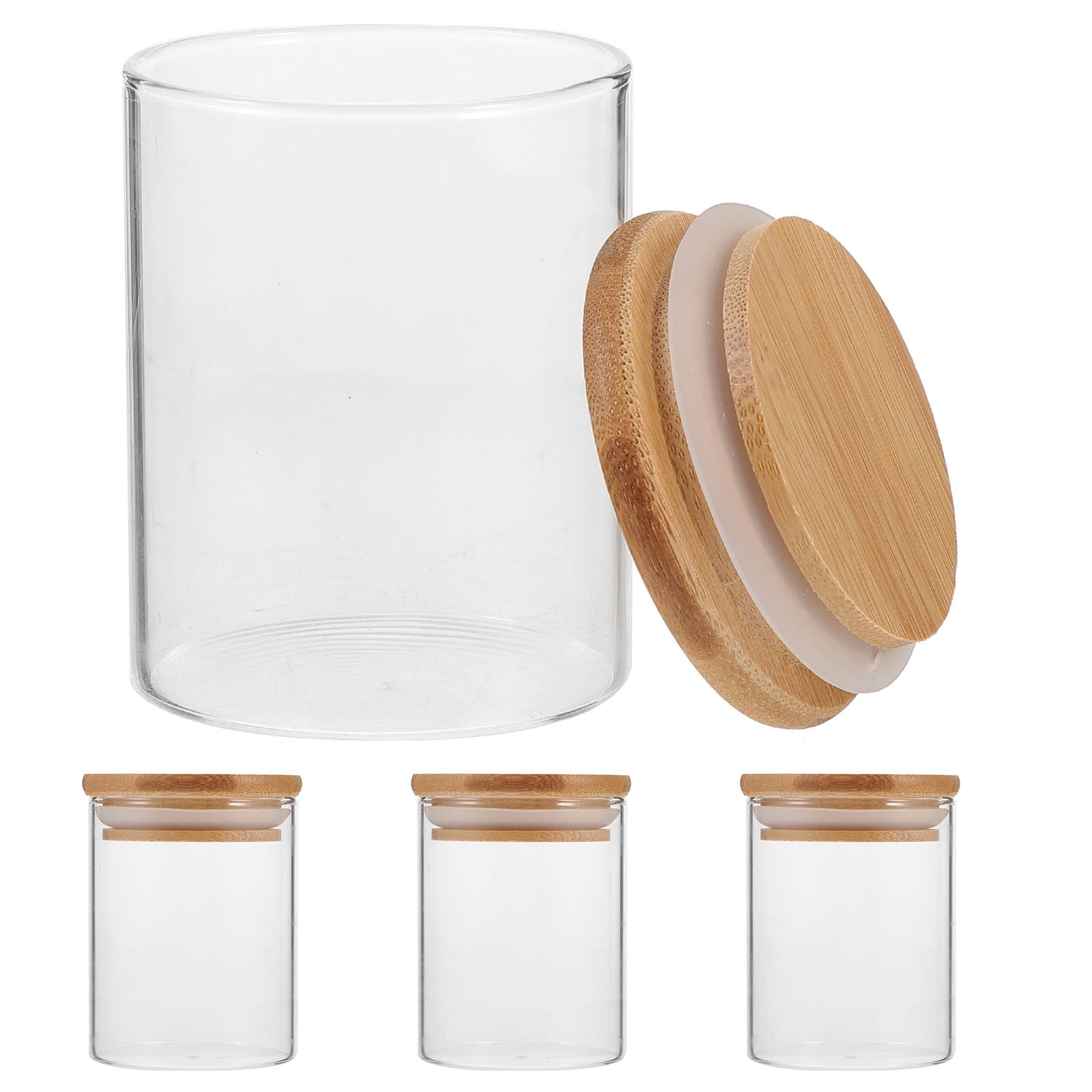 HONMEET 4Pcs Glass Canisters Kitchen Canister Set Assorted Color Cylindrical Storage Jars With ...