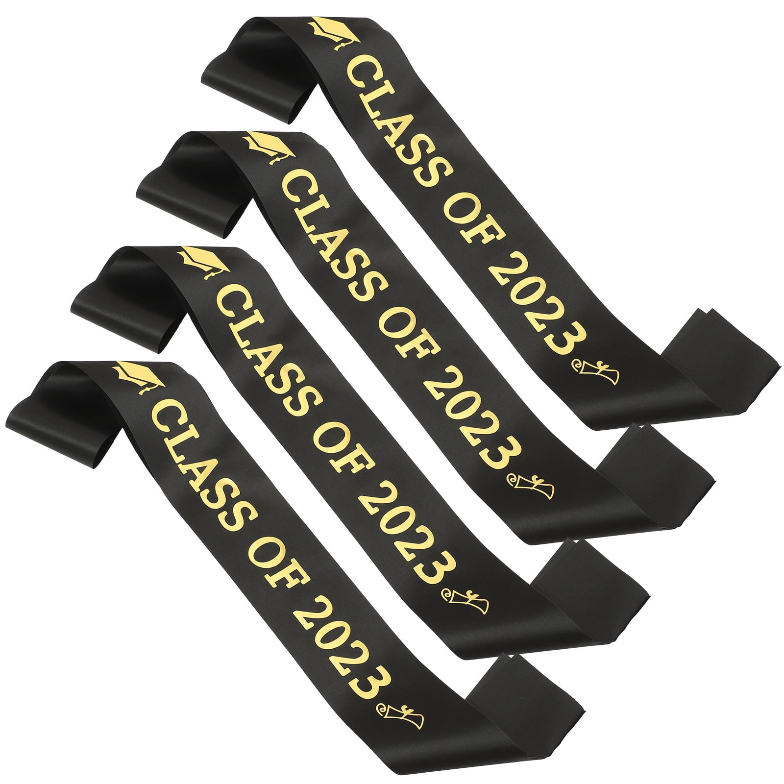 HONMEET 4Pcs Graduation Sash for Graduation Party Black Satin Fabric ...