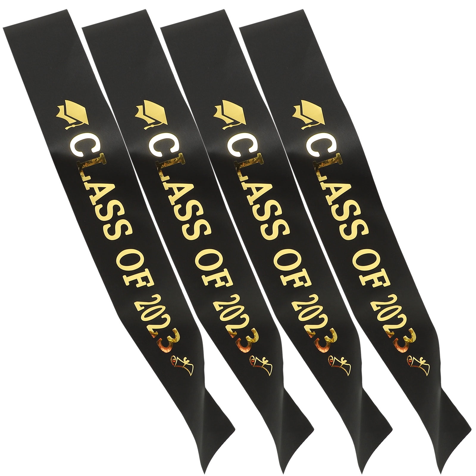 HONMEET 4Pcs Graduation Sash for Graduation Photo Props Black Satin ...