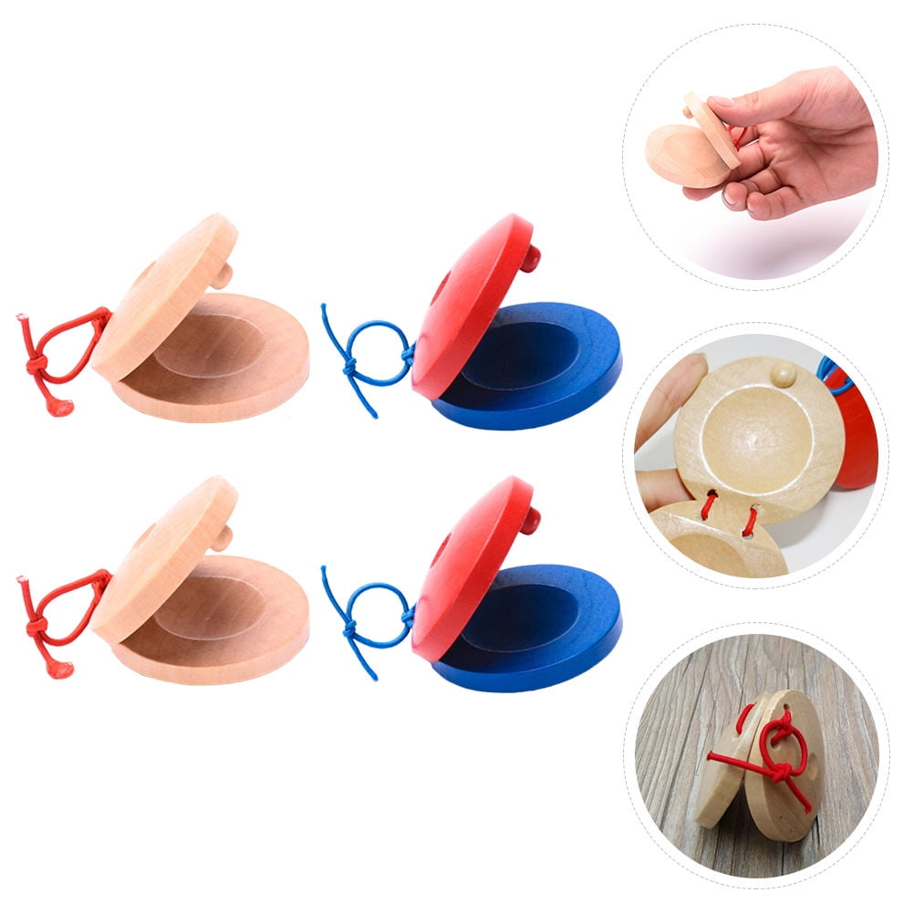 HONMEET 4Pcs Kids Percussion Toys Red Wood Castanets for Intellectual ...