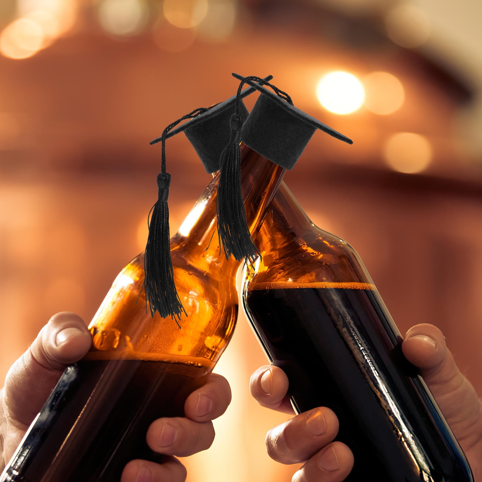 HONMEET 4Pcs Mini Graduation Hat Black Felt Grad Party Favors for Wine ...