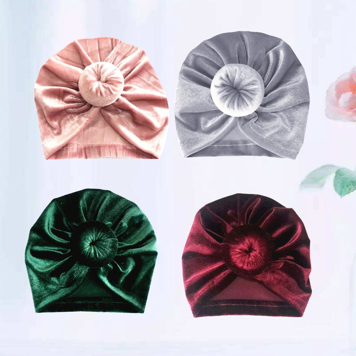 HONMEET 4Pcs Baby Girl Turban Hats Velour Dark Design - Walmart.com