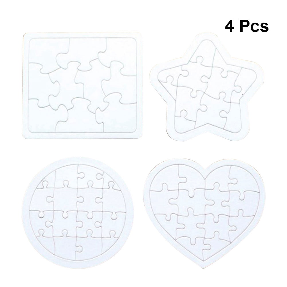 HONMEET Paper Puzzle for Children Education Blank Puzzle 4Pcs White ...
