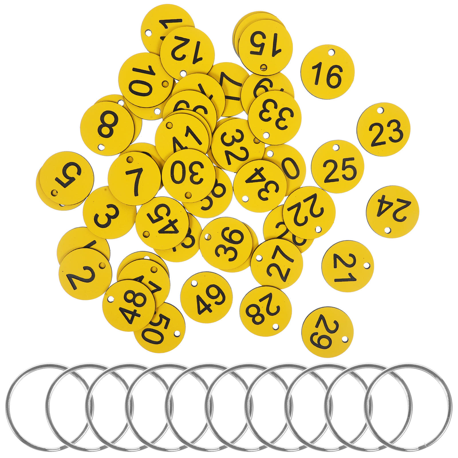 HONMEET 50 Sets Number Tag for Marking Yellow Acrylic Round Shape ...