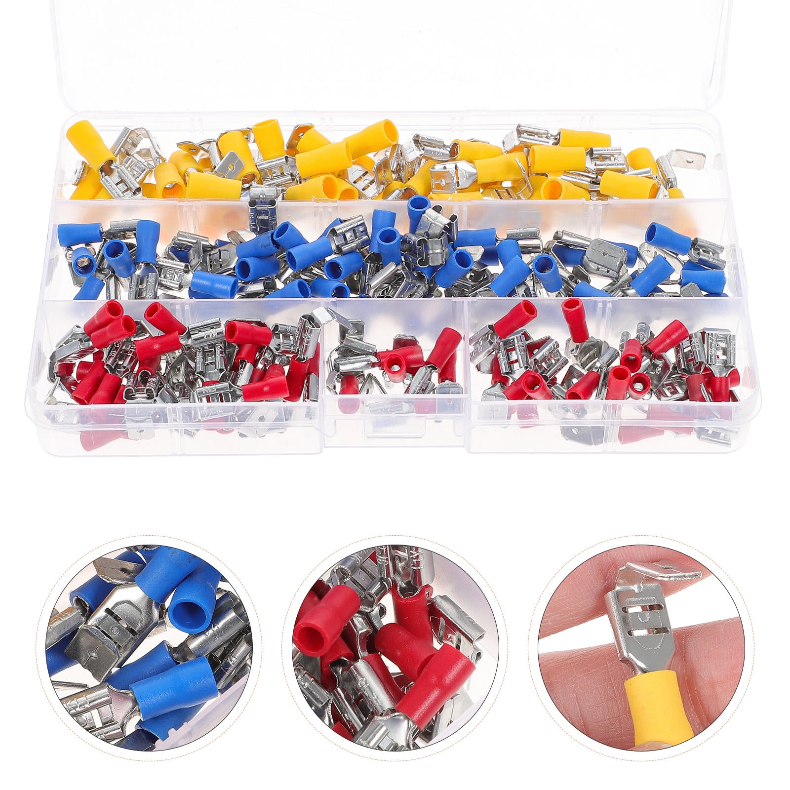 HONMEET 50 x Blue Spade Connectors Crimp Terminal Wire Spade Connectors ...