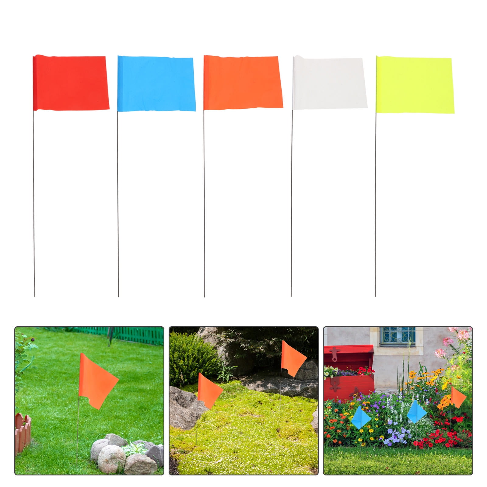 HONMEET 50pcs PVC Steel Wire Compact Lightweight Garden Sprinkler Flags ...