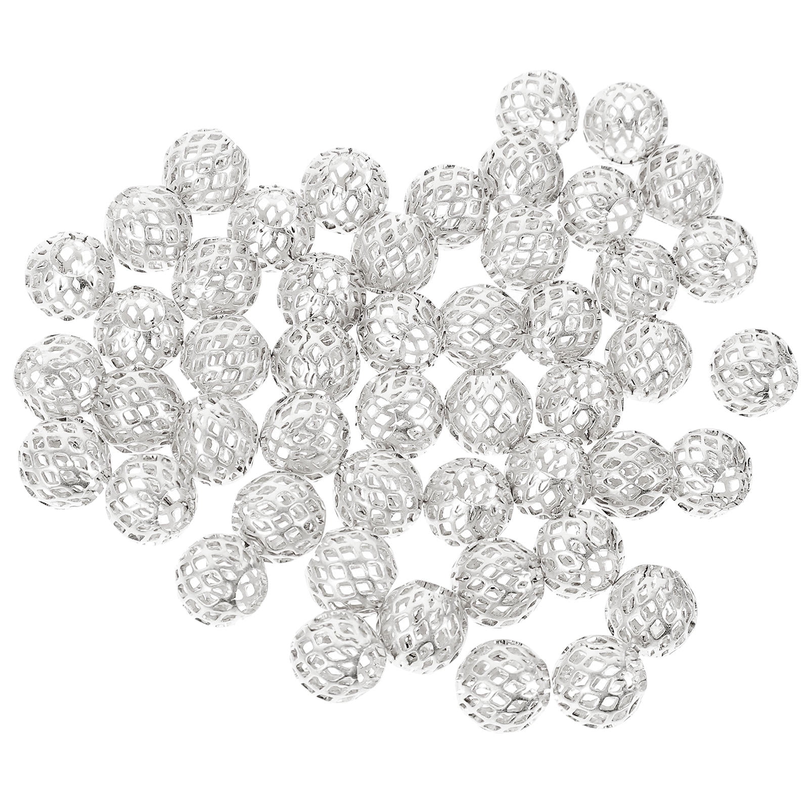 HONMEET 50pcs Hollow Beads for Bracelets Making Silver Copper Beads for ...