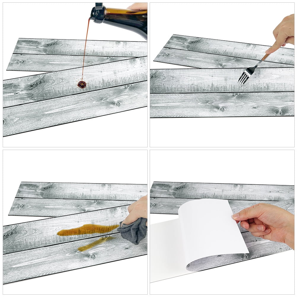 HONMEET 5Pcs Grey PVC Peel and Stick Floor Planks Self Adhesive Wood ...