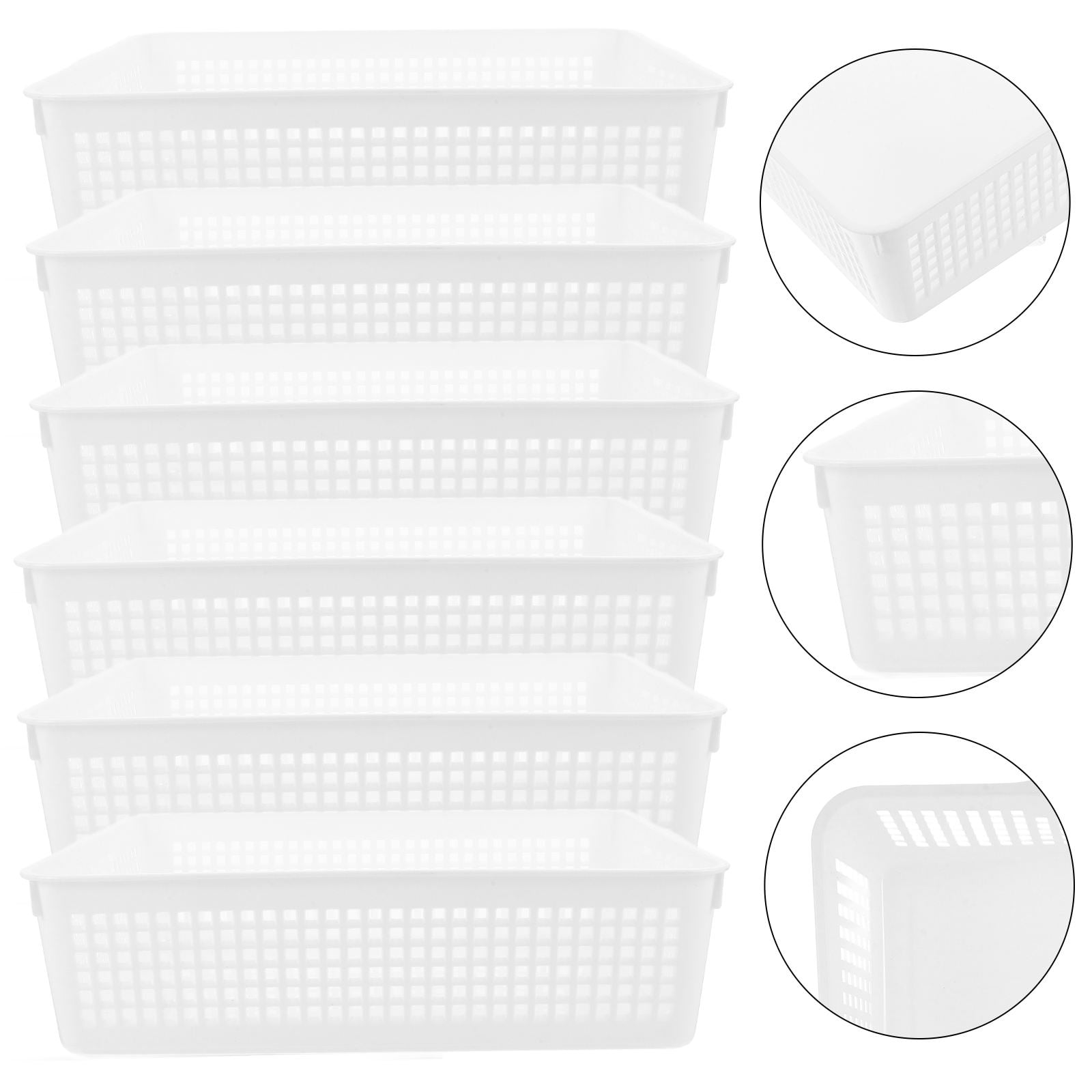 HONMEET 6-Pack White Plastic File Organizer Bins for Office Desk and ...