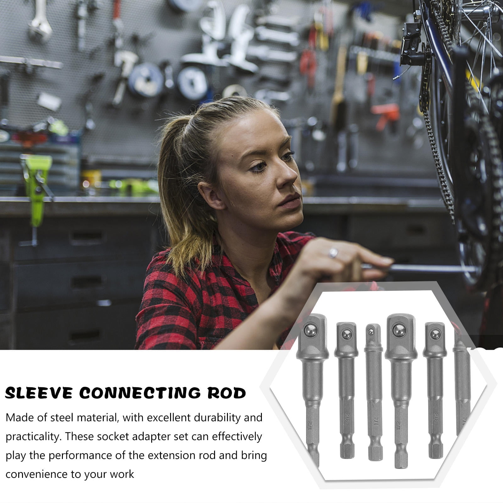 HONMEET 6pcs Socket Bit Adapters Set Steel Material for Home Repair - Walmart.com