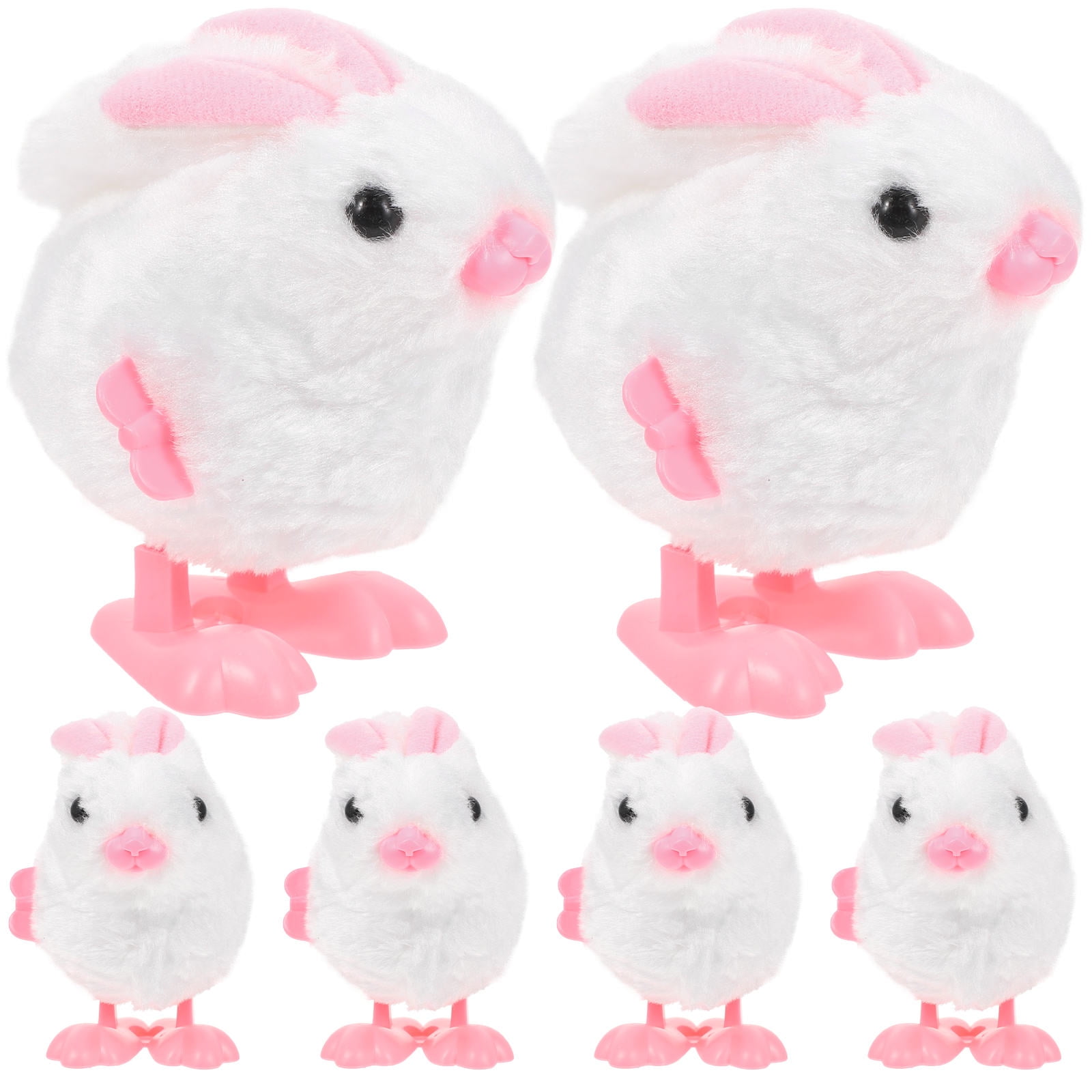 HONMEET Kids Clockwork Toy Bunny Plaything White Plush 6Pcs 3.9X3.9X2.4In - Walmart.com