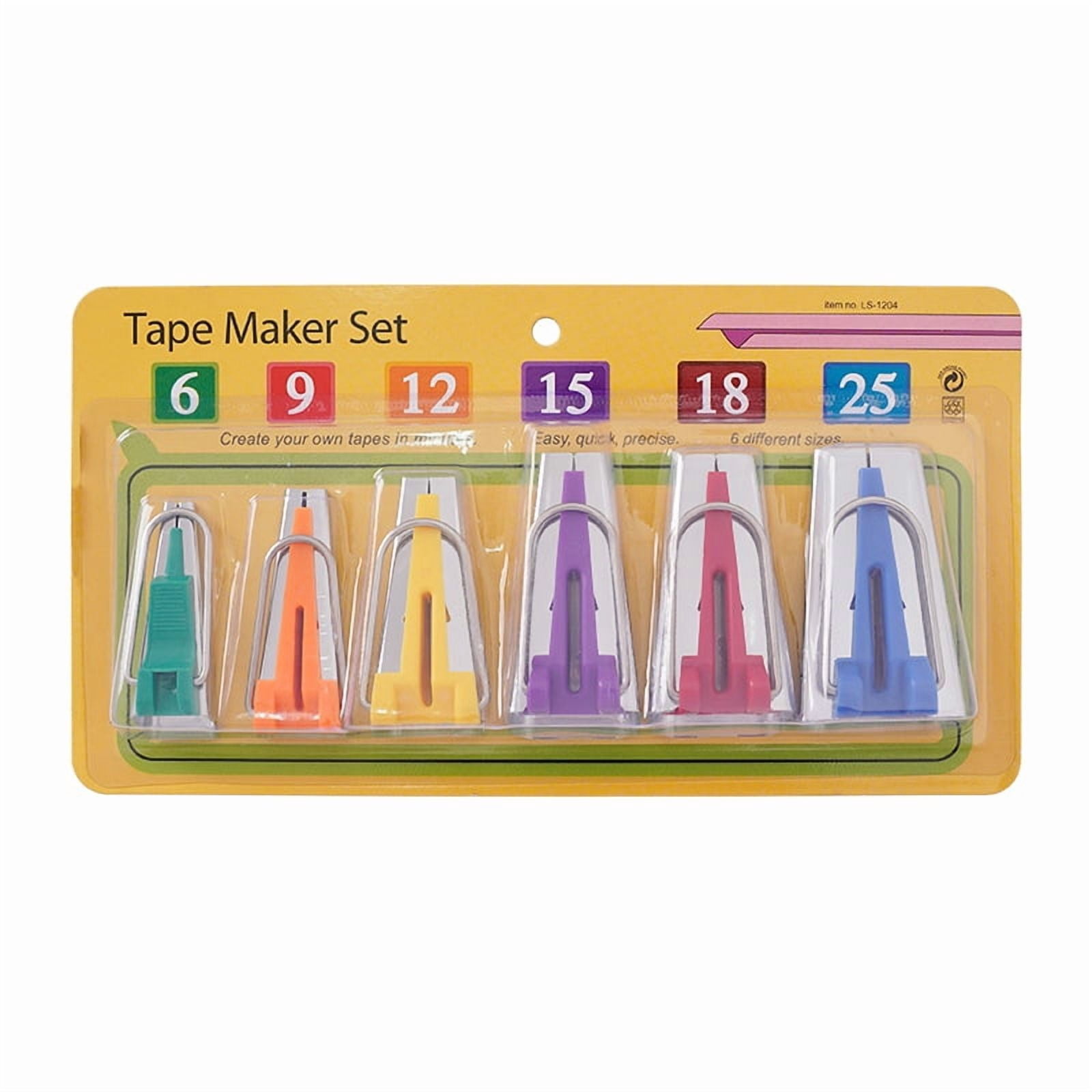 HONMEET 6-Piece Sewing Bias Tape Maker Kit with Assorted Colors Plastic ...