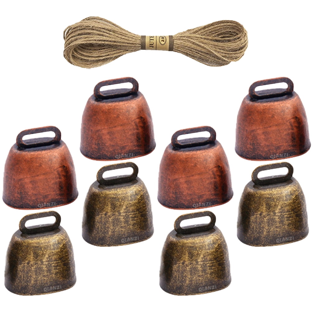 HONMEET 8 Bells 1 Rope 3 Meter Green Ancient Tone Goat Bells for Craft ...