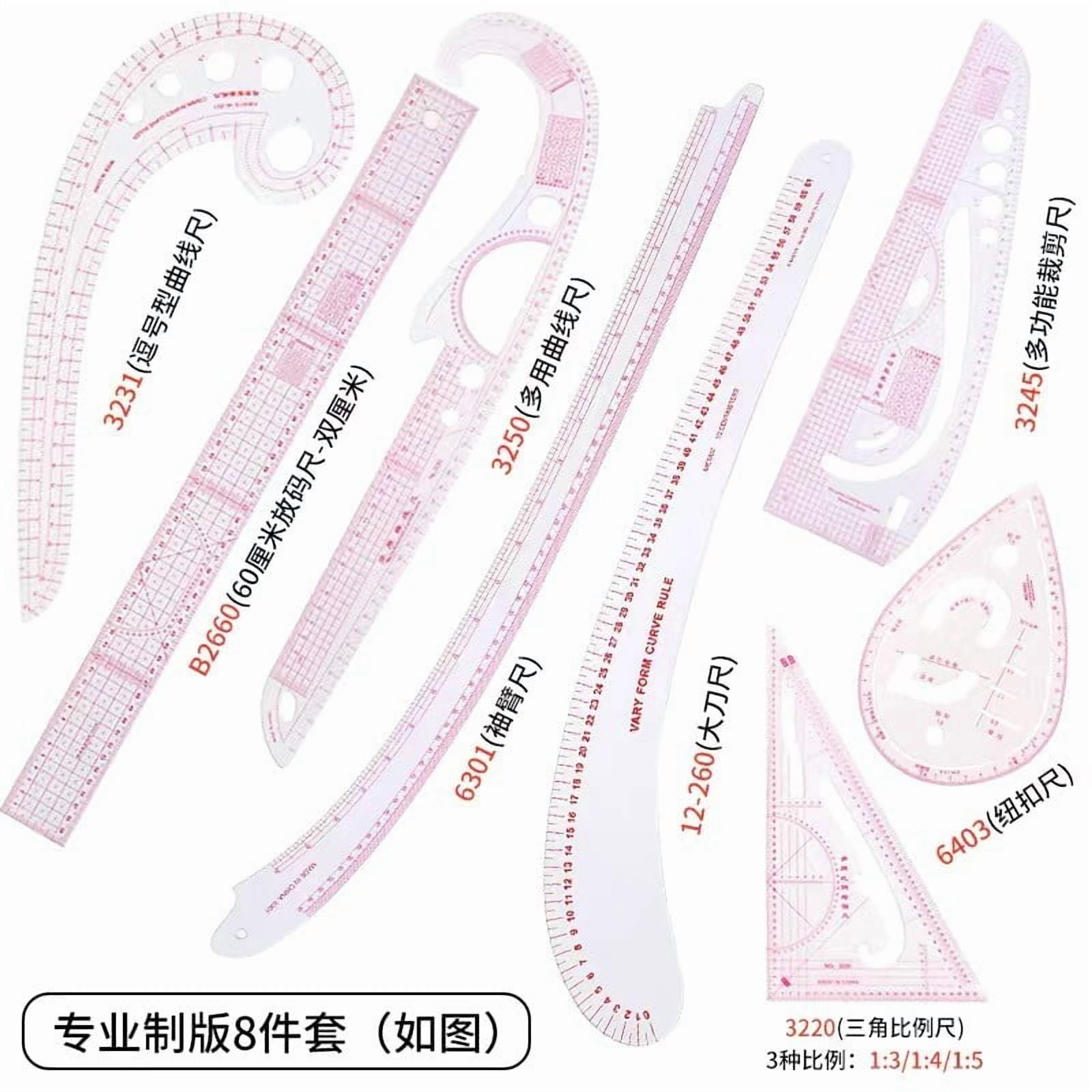 TABLZONE 8Pcs Transparent Plastic Sewing Ruler Set for Measuring ...