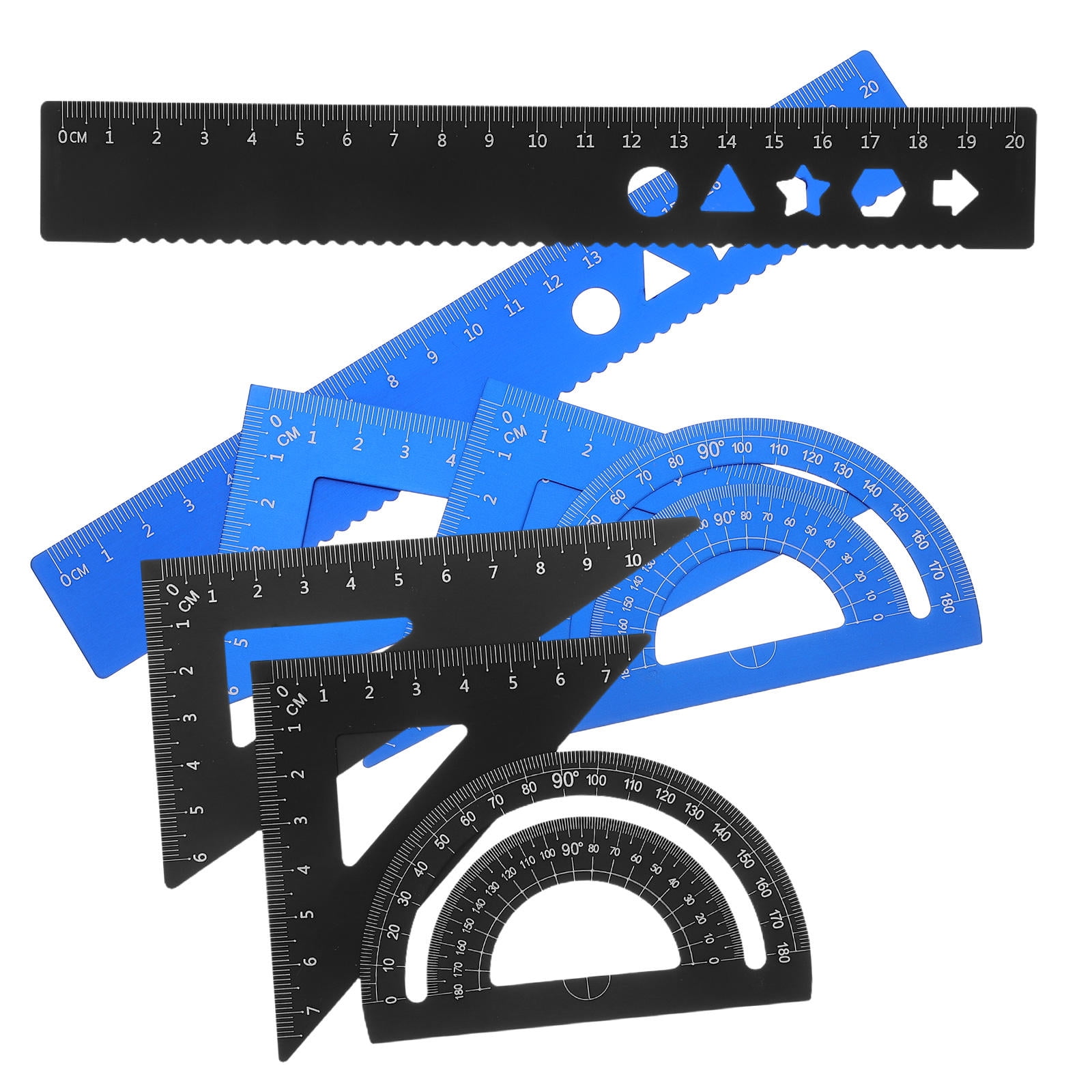 HONMEET 8Pcs Protractor Ruler Set Assorted Color Aluminum For Precision ...