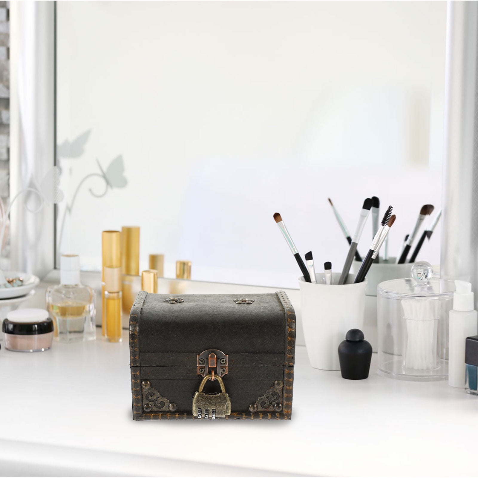 HONMEET 8Pcs Metal And Wood Desk Storage Trinket Box For Small Trinkets ...