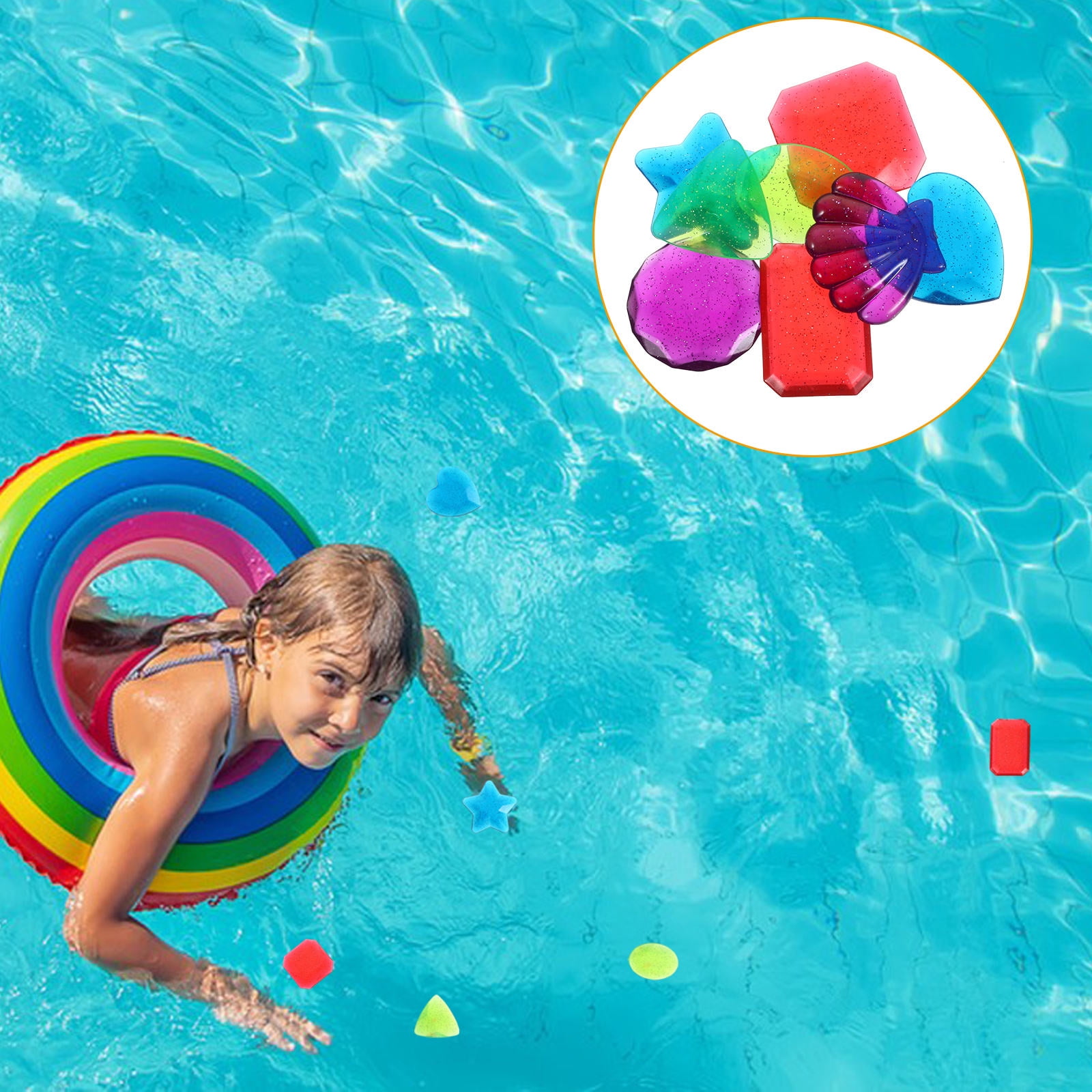 HONMEET 8Pcs Pool Diving Gems Acrylic Submersible Decorative for ...