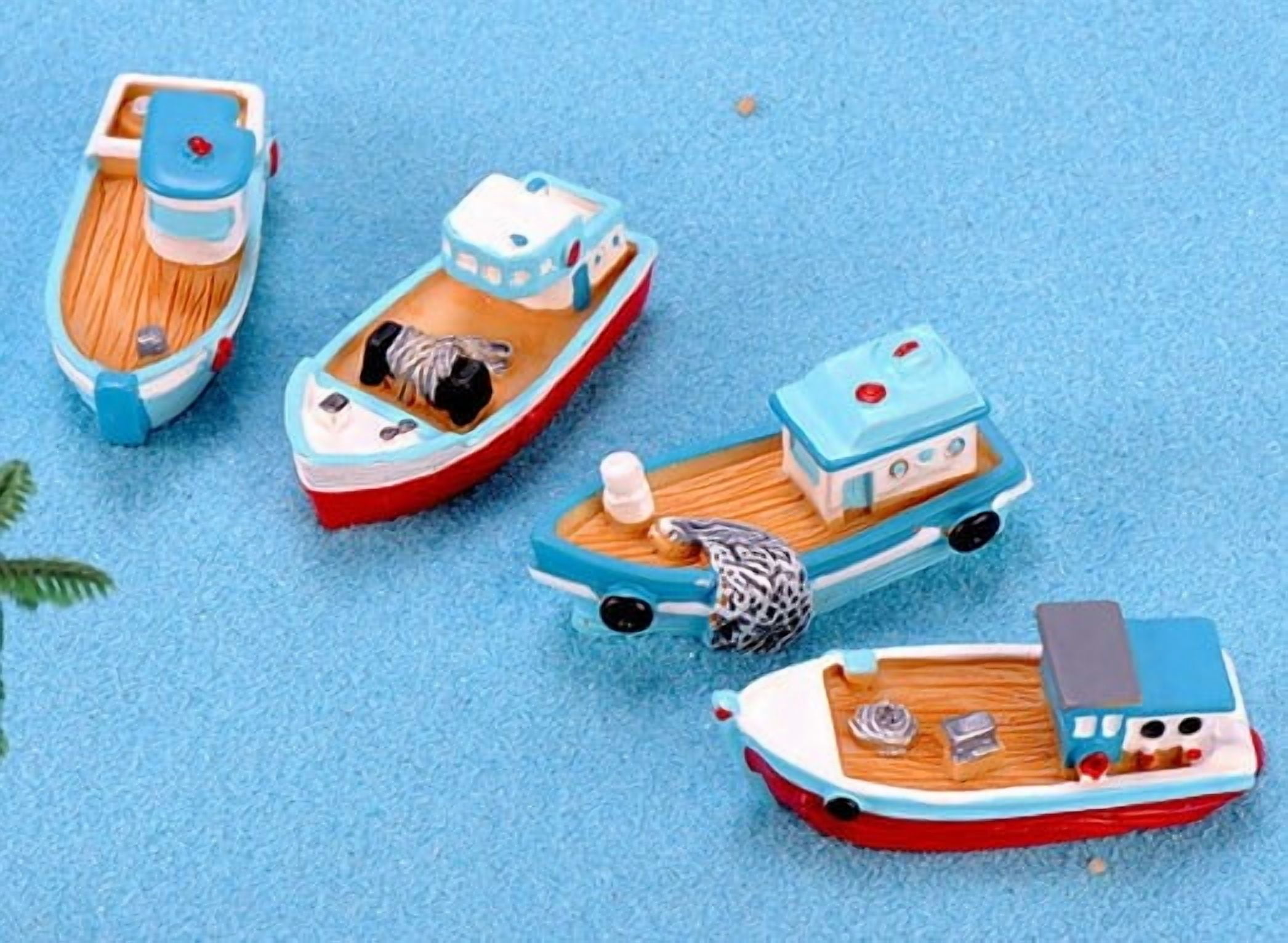 HONMEET 8pcs Miniature Resin Boat - Nautical Medina Sailing Fishing ...