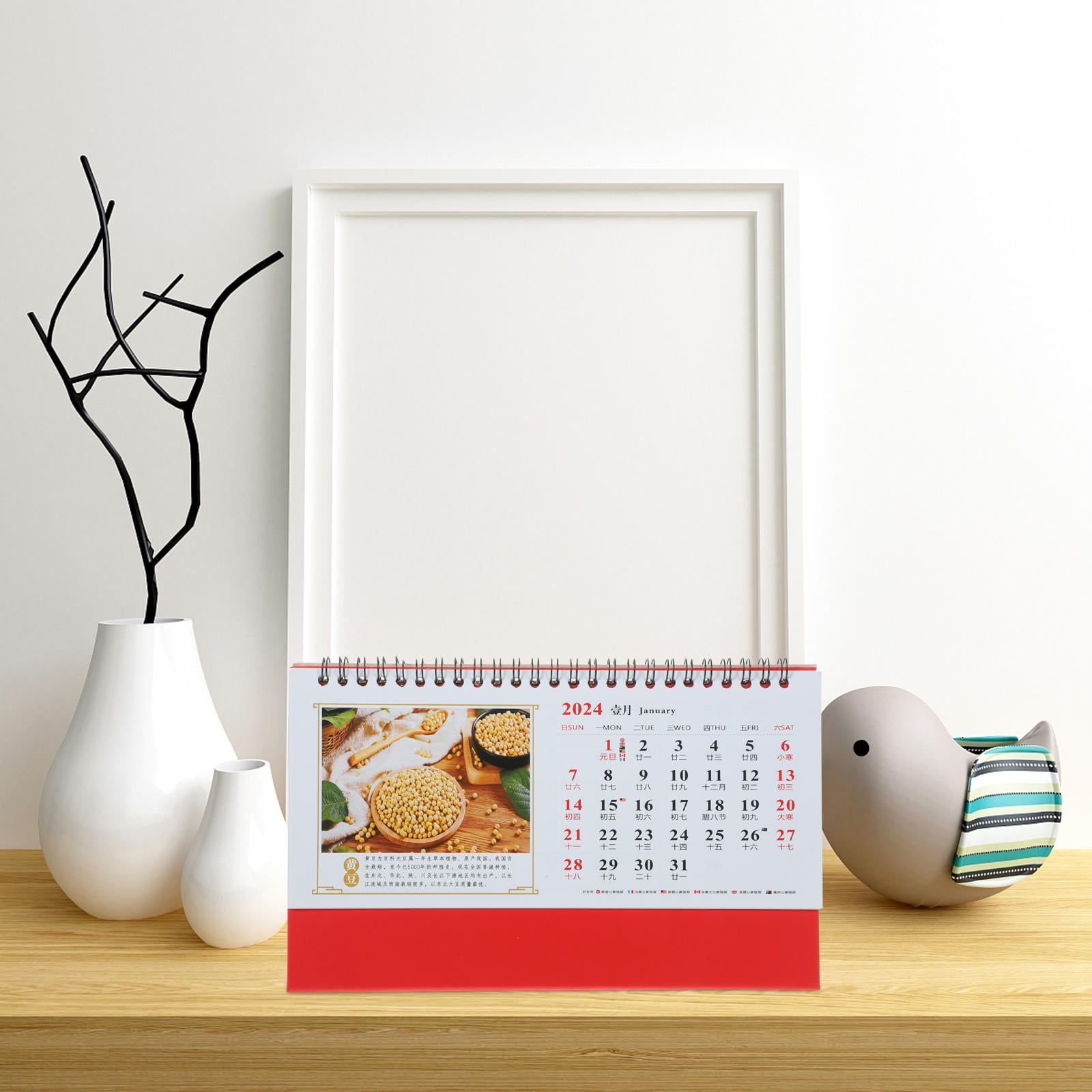 HONMEET Red Rectangular Chinese Desk Calendar for Office Use 1Pack 9 ...