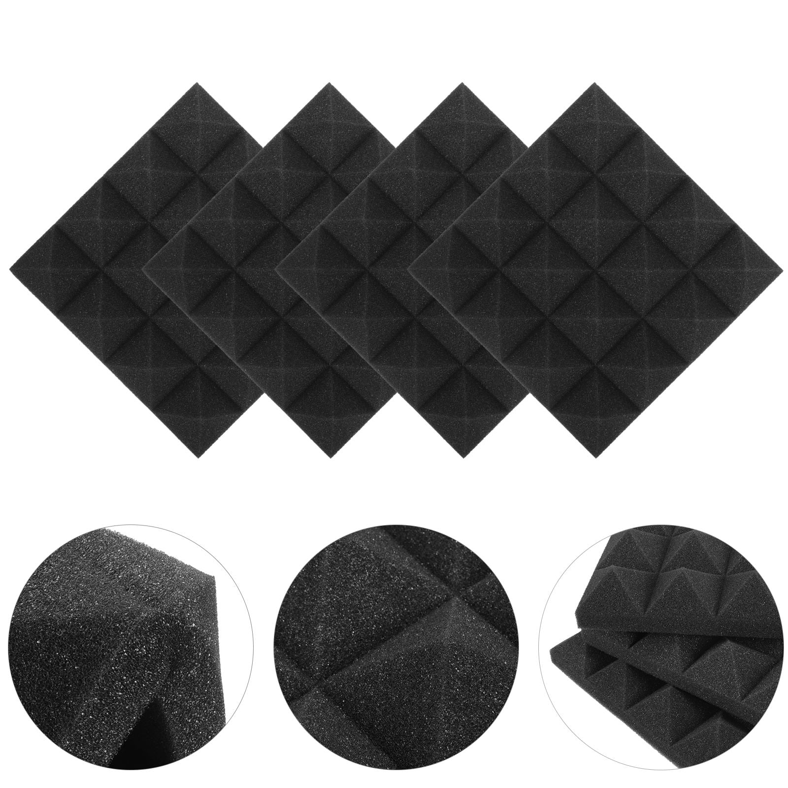 HONMEET 9.82X9.82X1.97in Self-Adhesive Design Black Wall Acoustic ...
