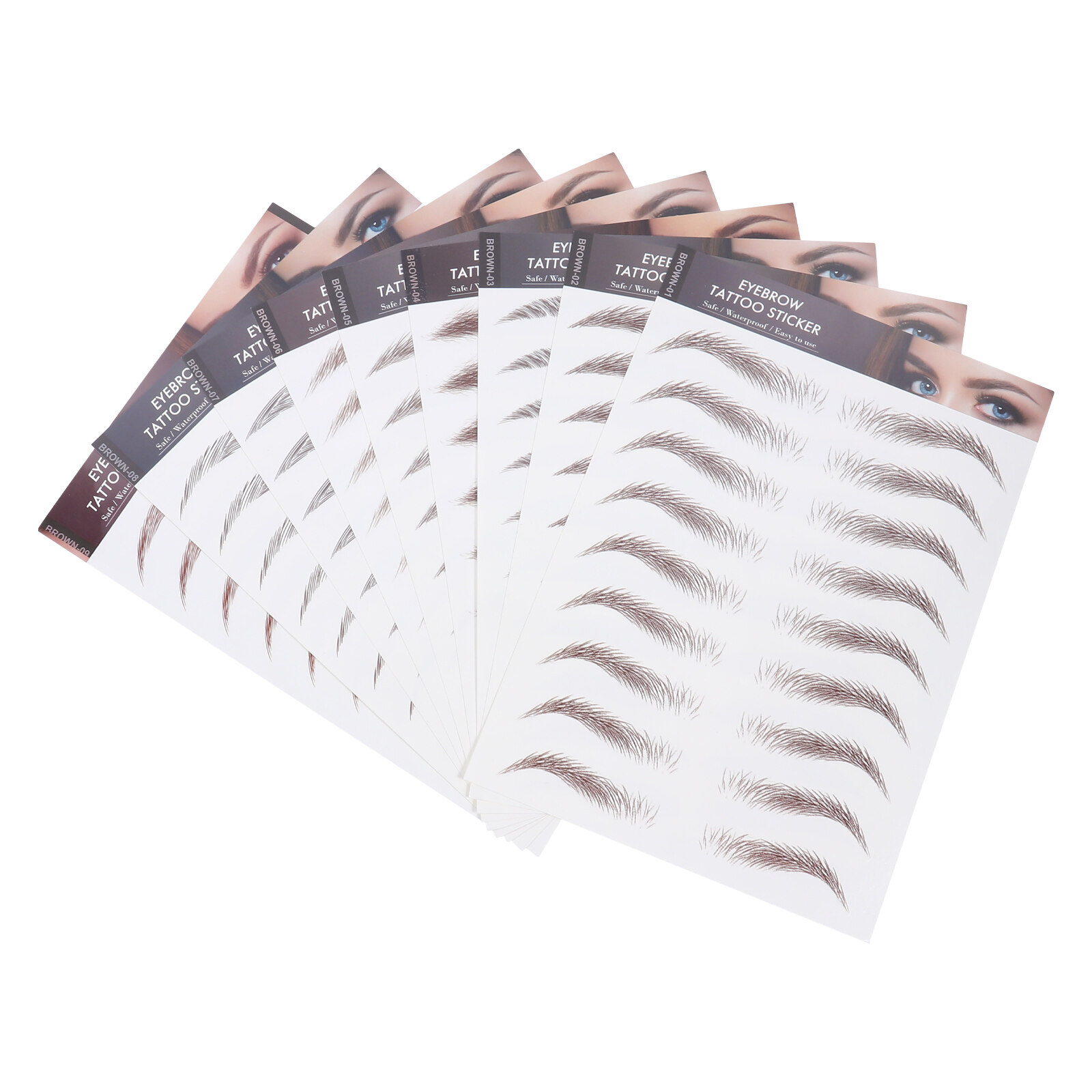 HONMEET 9 Sheets Eyebrows Sticker Temporary Tattoo Waterproof Reusable ...