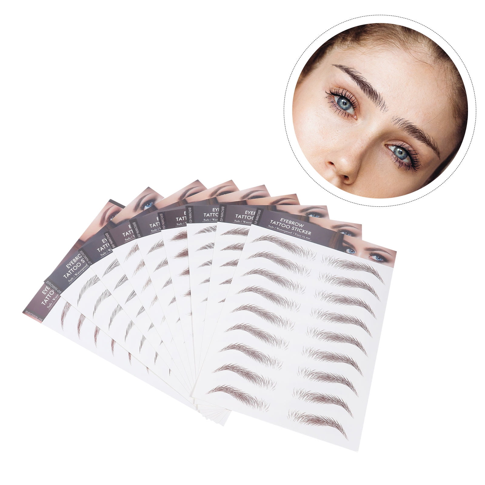 HONMEET 9 Sheets Eyebrows Sticker Temporary Tattoo Waterproof Reusable ...