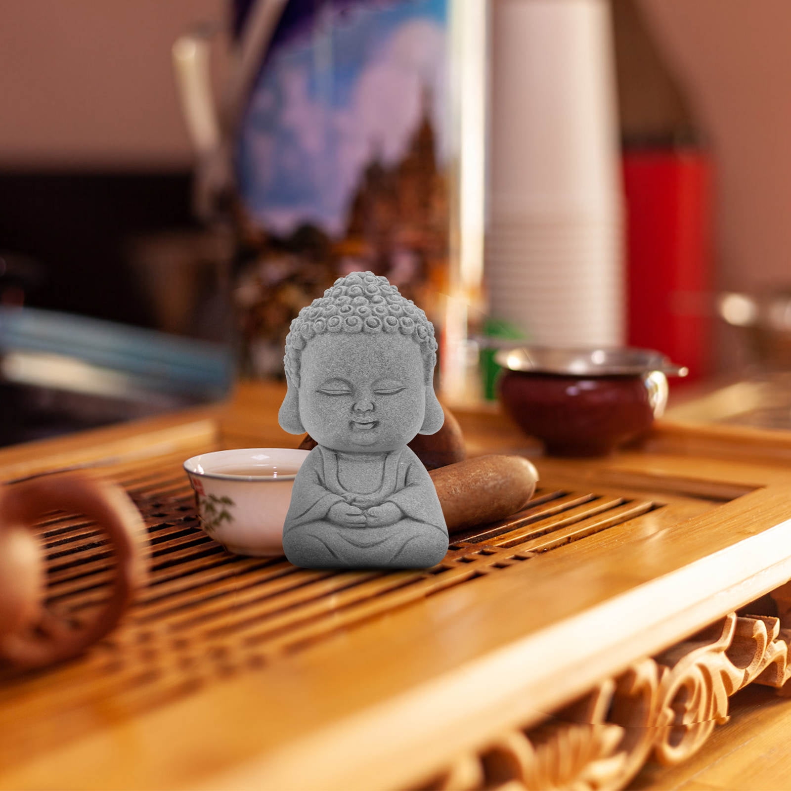 HONMEET 9Pcs Limestone Buddha Figurine Indoor Sculpture Statue Shape ...