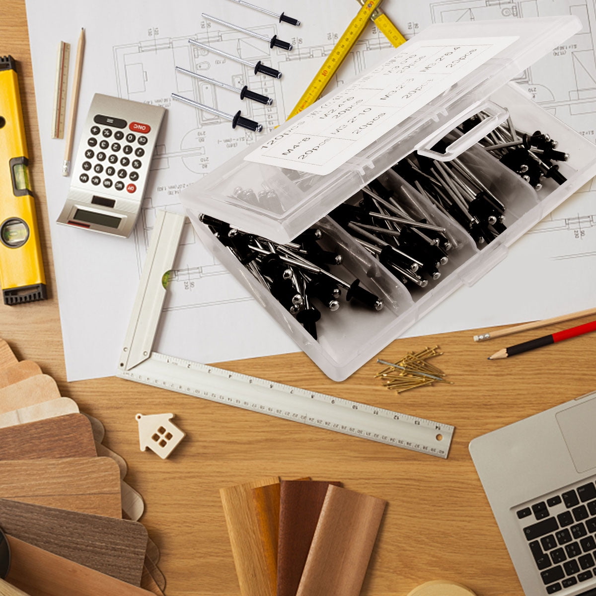 HONMEET 120 Pcs Aluminum Blind Rivet Kit Multiple Sizes Fastening ...