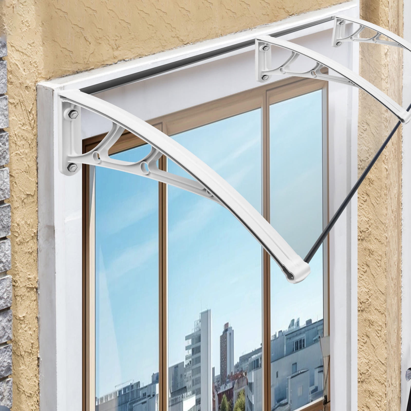 HONMEET Exterior Door Awning Bracket White UPVC Weather Resistant Easy ...