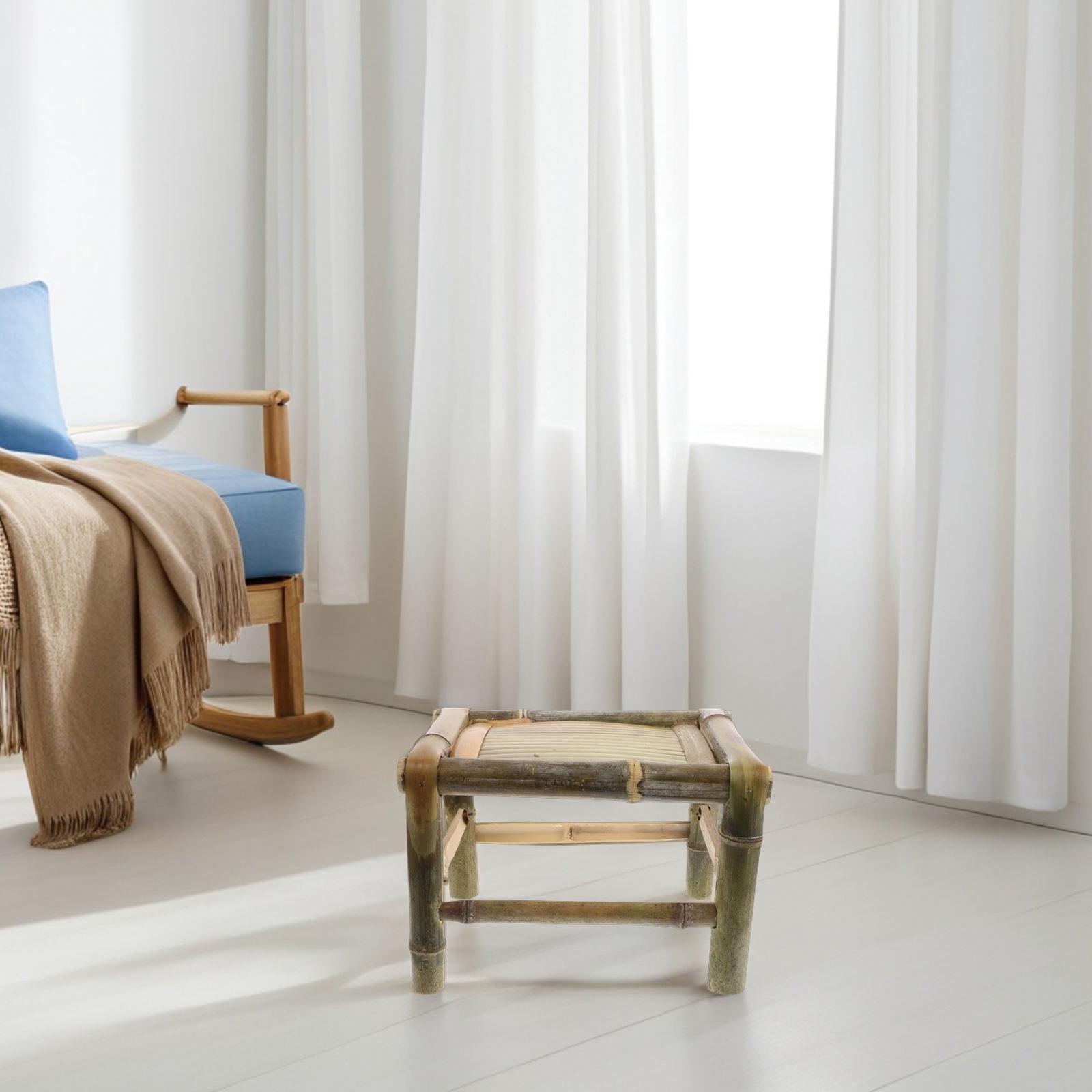 HONMEET Bathroom Stool Bamboo Stool Woven Bamboo Seating for Home ...