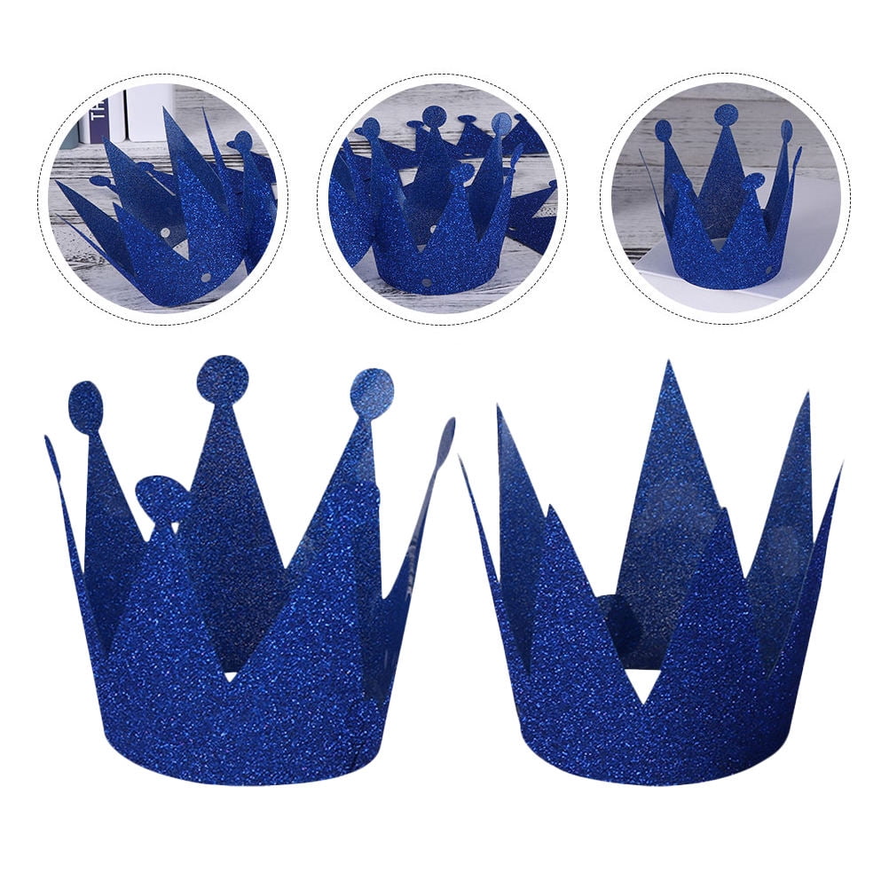 HONMEET Birthday Party Hats 12Pcs Blue Paper Crown Design for Holiday ...