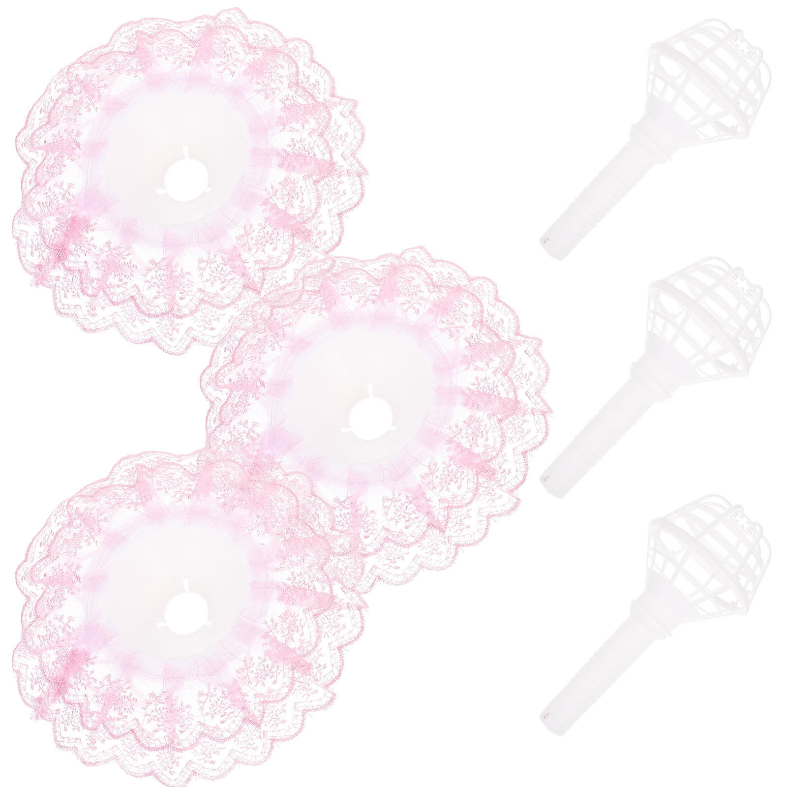 HONMEET Bridal Bouquet Holders Pink Plastic Lace for DIY Wedding Decor ...
